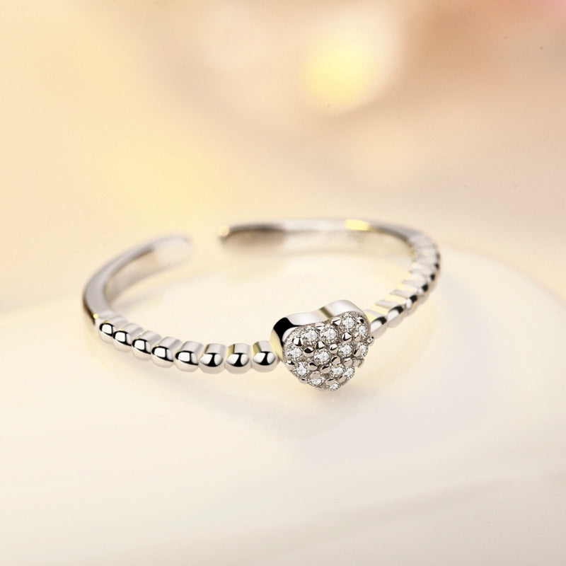 Heart-Shape Eternity Bead Adjustable Fashion Ring For Girls – TSZjewelry